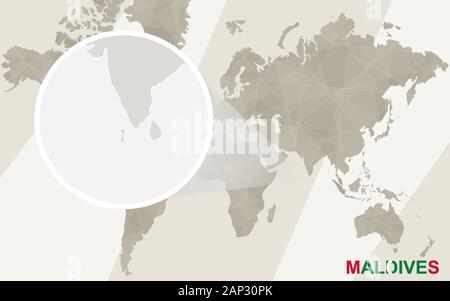 Lage der Malediven auf der Weltkarte mit vergrößerter Karte der ...