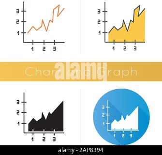 Lineares Symbol für Flächendiagramm. Steigender Graph mit Indizes ...