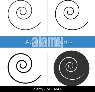 Symbol für lineare Spirale. Gekrümmte Linie. Schwarzer Drall. Gewellter ...