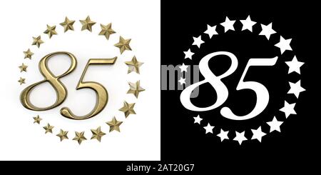 Goldene Zahl 80-85 (Nummer 85) auf weißem Hintergrund mit ...