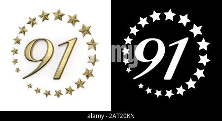 Goldene Zahl 91 90 Aus aufblasbaren Ballon Stockfoto, Bild: 161795840 ...