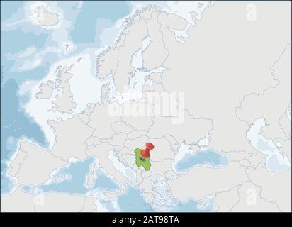 Belgrad, Serbien. Detaillierte Landkarte mit Lage Pin auf Hauptstadt ...
