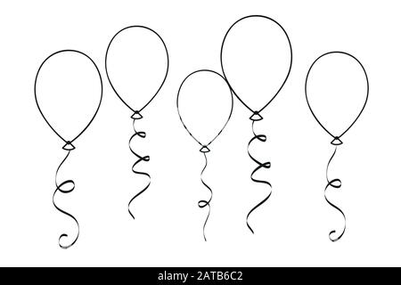Luftballons einfache Zeichnung skizzieren, Malbuch Vector Illustration ...