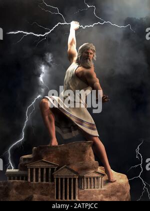 Zeus, der Herrscher des Olymp, und Gott des Himmels und des Donners ...