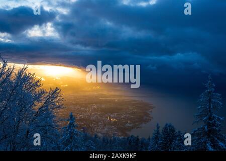 Blick vom Pfänder auf Bregenz und Bodensee Stockfotografie - Alamy