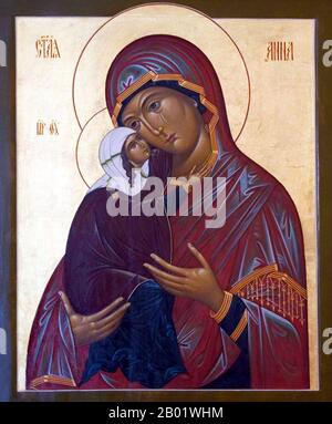 Griechische Ikone der Jungfrau Maria mit Christus in der Kirche des ...