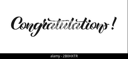 Wir gratulieren Wort auf weißem Hintergrund. Hand gezeichnet ...
