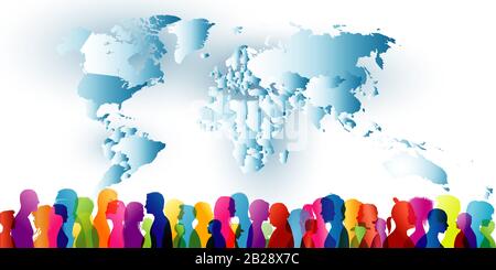 Vielfalt Menschen Konzept Weltkarte, paar Cartoon über Kontinent ...
