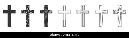 Christliche kreuze Symbole gesetzt. Verschiedene Formen. Auf einem ...
