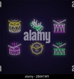 Musikalische Zeichen Neon Vektor-Symbole Gesetzt. Musikalische Clef ...