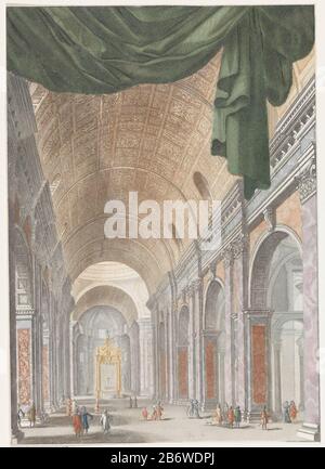 Interieur van de Sint-Pietersbasiliek in Rom traf Links een baldakijn ...