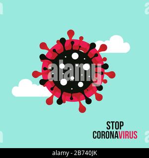 Coronavirus, durchgestrichen durch ein Stoppschild. Vektor-Cartoon-Flat ...