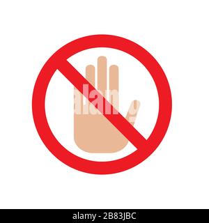 Stop-Schild mit der menschlichen Hand. Warnschild, gefährliche Zeichen ...