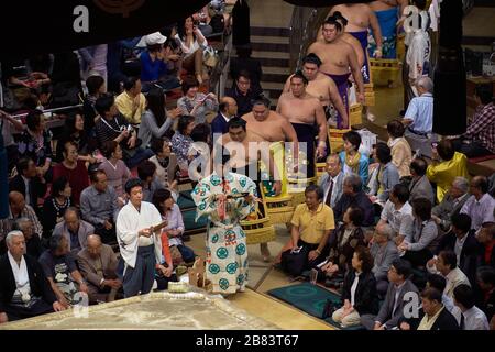 Sumo-Ringen Wettbewerb auf der Kokugikan Stadion, Tokio, Japan, Asia ...