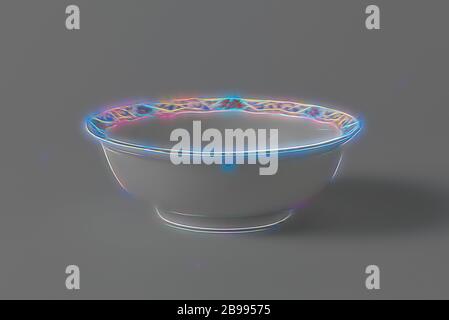 Flache Schale mit prunus und Pineetree, flache Porzellanschale mit ...