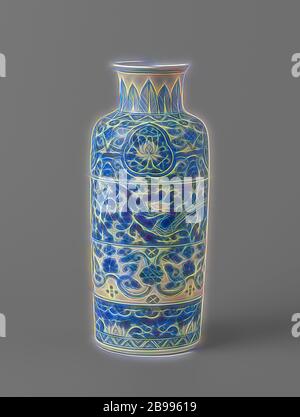 Zylindrische Vase mit Drachen und Blumenrollen, anonym, um 1700 ...
