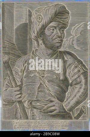 . Porträt von moulay al-rashid, marokkanischer Sultan, mit Turban auf ...