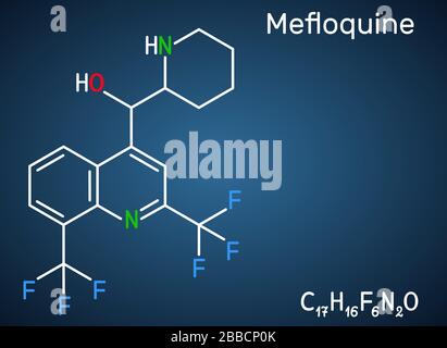 Mefloquin, C17H16F6N2O antimalariales Wirkstoffmolekül. Es handelt sich ...