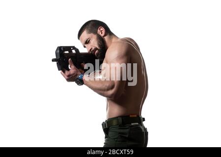 Bodybuilder Marine Corps Special Operations modern Warfare Soldier with ...