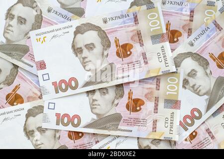 Geld der Ukraine. Hintergrund der ukrainischen Hrywna-Banknoten. Hrywna ...