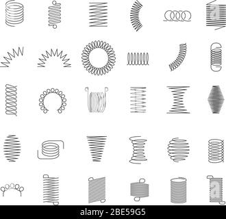 Symbol für lineare Spirale. Gekrümmte Linie. Schwarzer Drall. Gewellter ...