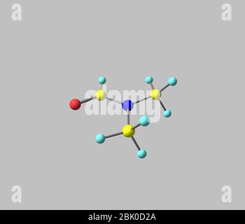 Dimethylformamid (DMF) Molekül, chemische Struktur. DMF ist eine häufig ...