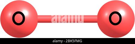 Formel der Sauerstoff O2 mit Luft Luftblasen unter Wasser auf blauem ...