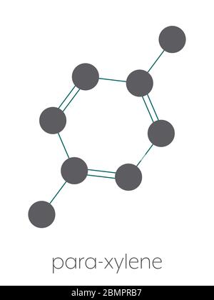 Para-Xylol (p-Xylol) aromatisches Kohlenwasserstoffmolekül. Stilisierte ...