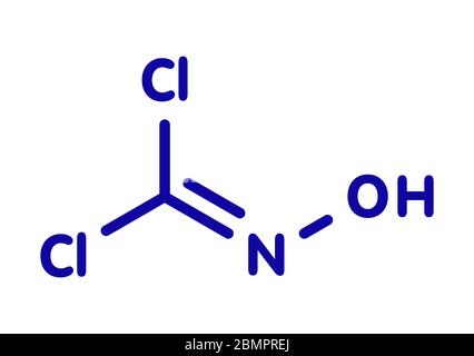 Phosgen Oxim chemische Waffe Molekül. Stilisierte Skelettformel ...