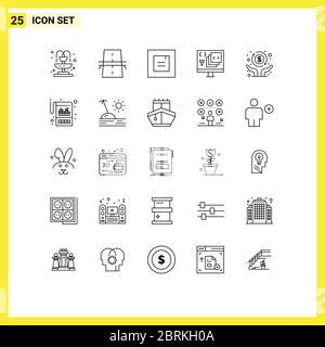 Piktogramm-Set mit 25 einfachen festen Glyphen für Marketing ...