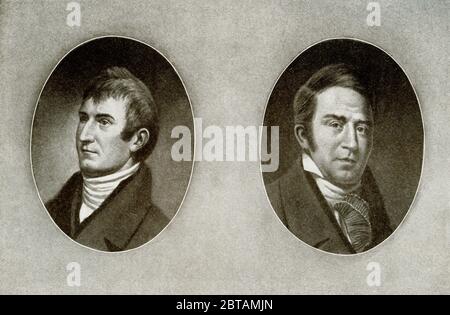 William Clark (1770-1838), rechts, und Meriwether Lewis (1774-1809), US ...