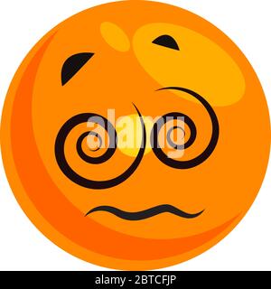 Cartoon schwindeliges Gesicht, Vektor-Schwindel Emoji mit Sternen über ...