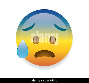 Verängstigte Gesicht mit Tropfen Schweiß isoliert Emoticon Symbol ...