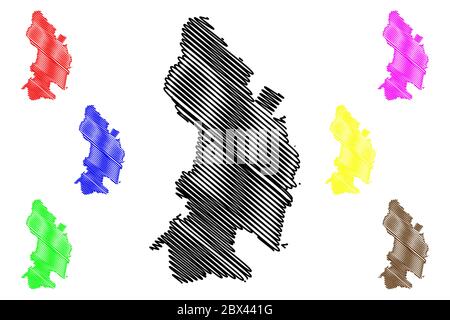 Moderner Stadtplan - Moers Stadt Deutschland mit Bezirken grau DE Stock ...