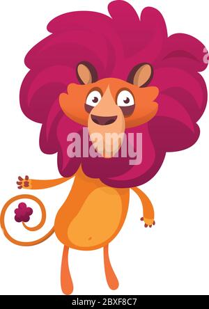 Cartoon Löwe stehend und verweist. Vektor-illustration Stock ...