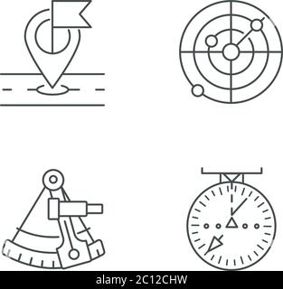 Lineare Navigator-Symbole festgelegt. Richtung, Erkunden, Navigieren ...