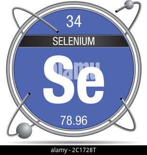 Chemisches Element Selen. Chemisches Symbol mit Ordnungszahl und ...