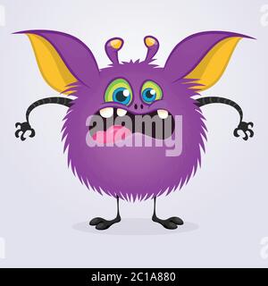 Angst Cartoon Monster winken Hände. Halloween Vektor Illustration von ...