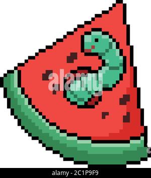Scheibe Wassermelone Pixel Art. 8 Bit Rote Melone Vektor-Illustration ...