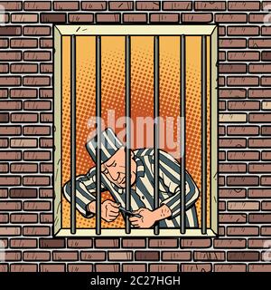 Ein gefangener entkommt aus dem Gefängnis. Jailbreak. Comic cartoon Pop ...