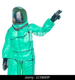 Der Mensch in einem Biohazard-Anzug sagt, Virus sei überall Meme, 3d ...