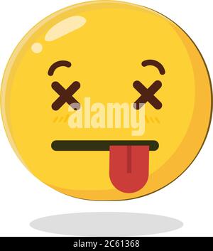 Emoticon tot mit Kreuzaugen. Cartoon isolierte Vektor-Illustration auf ...