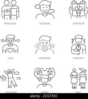Menschliche Emotionen Pixel perfekte lineare Symbole gesetzt ...