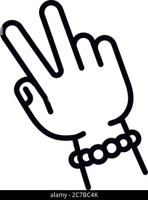Handzeichen-Symbol des Rappers. Umriss Rapper Hand Zeichen Vektor ...
