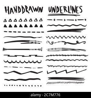 Handmade Collection Set von Unterstrichen in Marker Pinsel Doodle Style ...