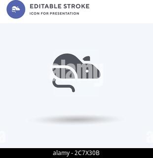 Ratten-Symbolvektor, gefülltes flaches Zeichen, solides Piktogramm ...