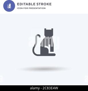 Katzensymbol-Vektor, gefülltes flaches Zeichen, solides Piktogramm ...