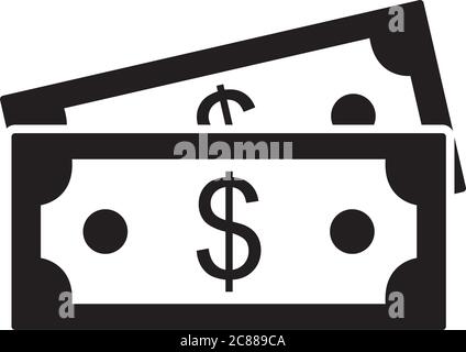 Silhouette von Geld Rechnungen Symbol auf weißem Hintergrund. Vektor ...