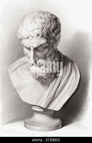 Epikur, 341-270 v. Chr.. Der griechische Philosoph und Gründer der ...