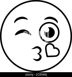 Küssen emoji Vektor Symbol Leitung, lineare Konzept erläutern, Zeichen ...